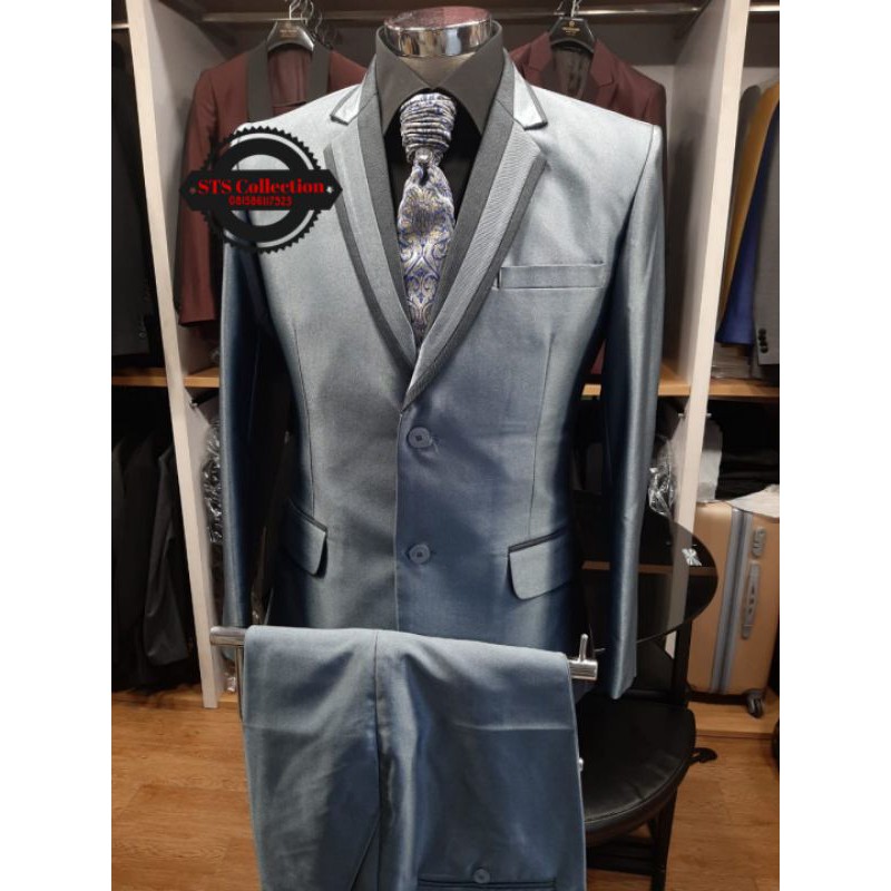 Jual Jas celana Silver hijau / Jas celana pengantin modern / Jas pria ...
