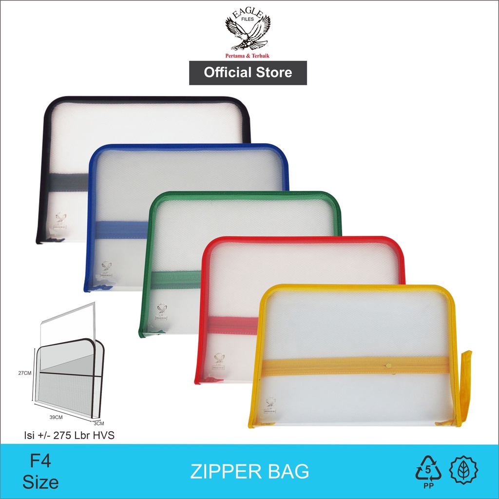 Jual EAGLE Zipper Bag F4 (Folio) / Map Zipper / Map Plastik Resleting E ...