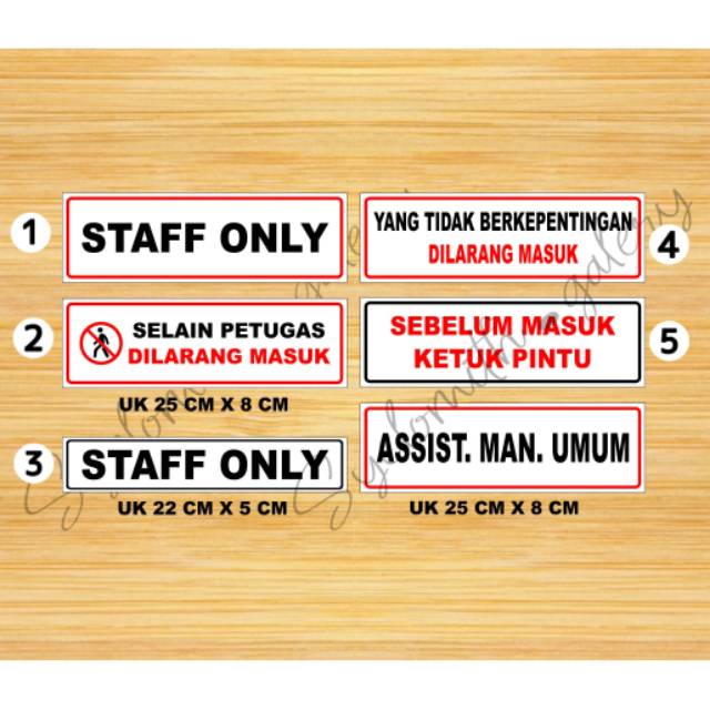 Jual STIKER KANTOR STAFF ONLY / STIKER KETUK PINTU / STIKER SELAIN ...