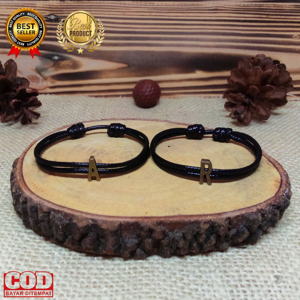 Jual Gelang nama inisial huruf Logam custom pria wanita Gelang couple ...
