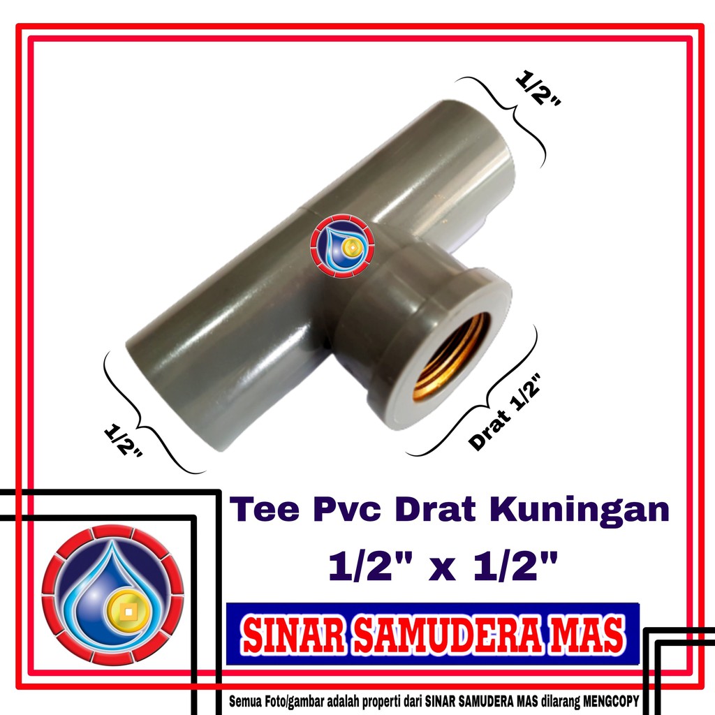 Jual Tee Drat Kuningan 1/2" x 1/2" - TEE PVC - TEE PIPA - TEE KRAN AIR ...