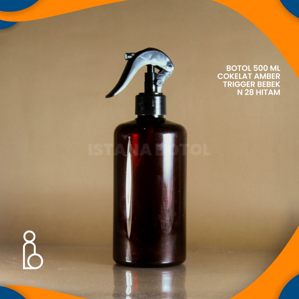 Jual BOTOL AMBER COKLAT 500ML SPRAY TRIGGER HITAM PET AMBER COKLAT PET ...