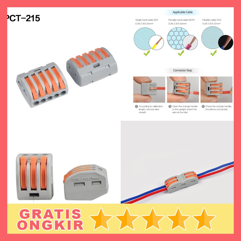 Jual Guillermo Terminal Block Konektor Sambungan Kabel Listrik Plug-in Wire Connector - PCT-215 ...