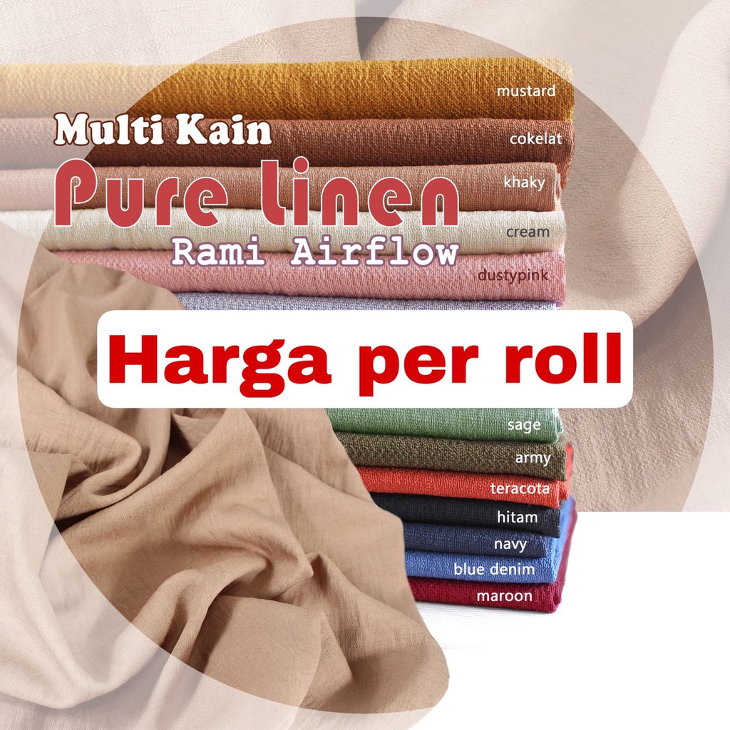 Jual Multi kain pure linen per roll 50 yard (45 meter) | Shopee Indonesia