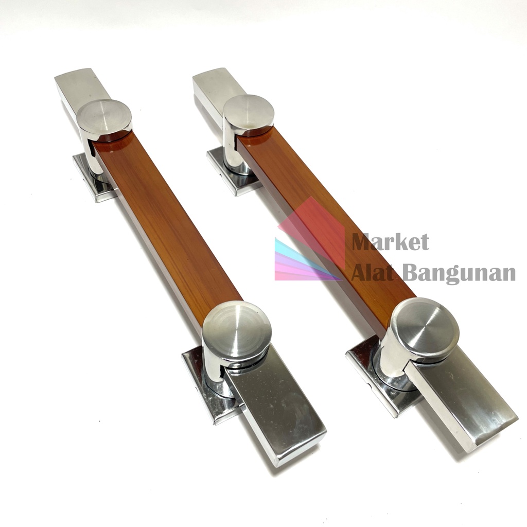 Jual Handle Pintu 2 Kotak Natural SPB Ujung Silver Motif Kayu 33 cm ...