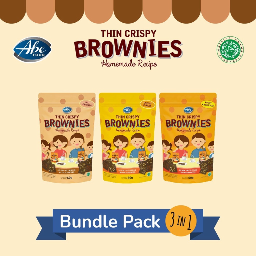 Jual Abe Food Thin Crispy Brownies Bundle 3 pcs All Variant/ Biskuit ...