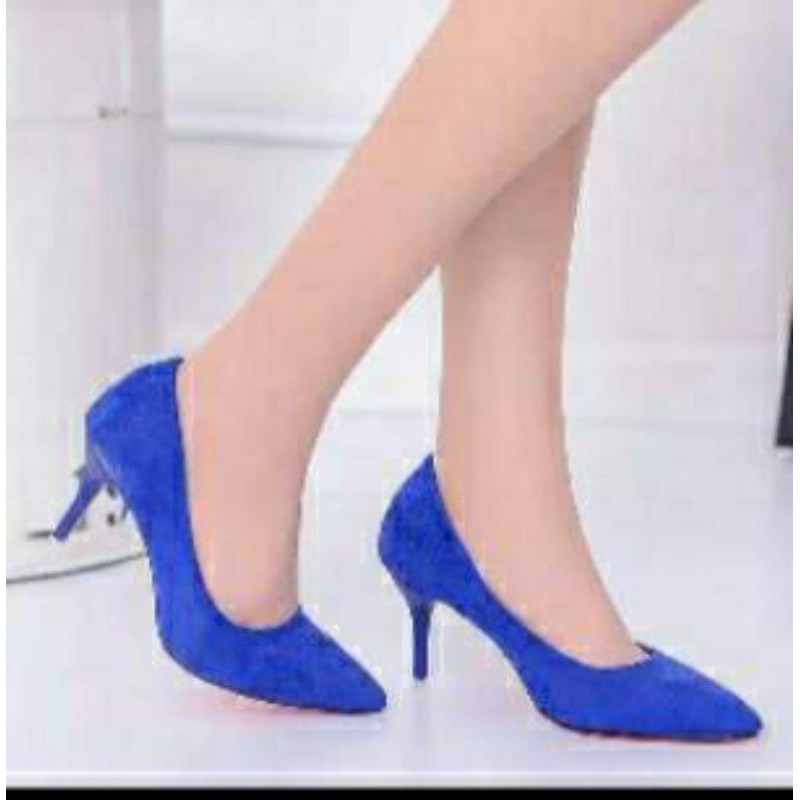 Jual HEELS GLOSSY BIRU BIREL WANITA KERJA KANTOR MAIN MALL PESTA ...