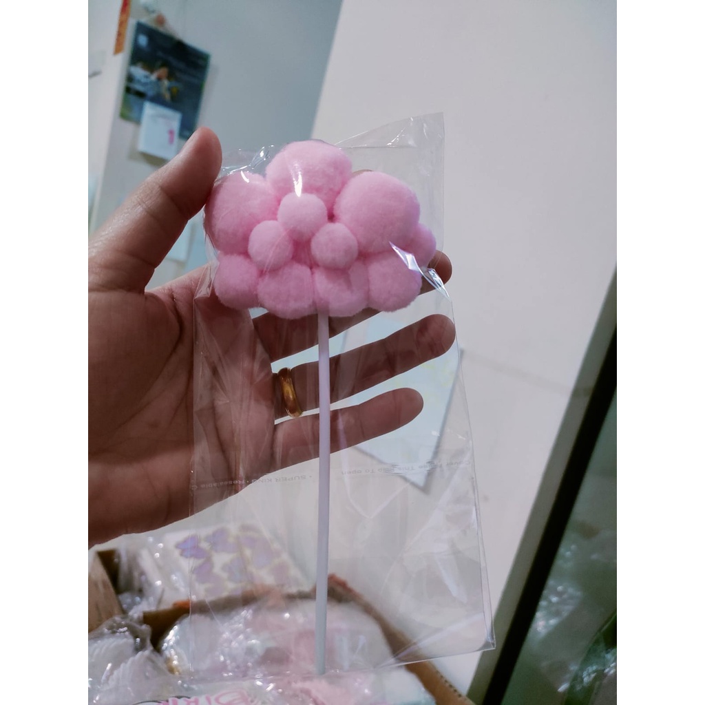Jual cake topper awan 3D pompom / hiasan cake awan cloud pompom bola ...