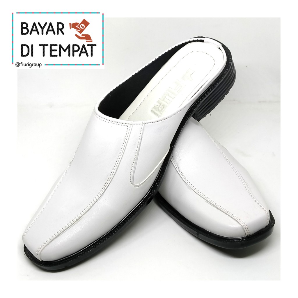 Jual FIURI - BJ 6 Putih 38-46 - Sepatu Pantofel Selop Pria - Sepatu ...