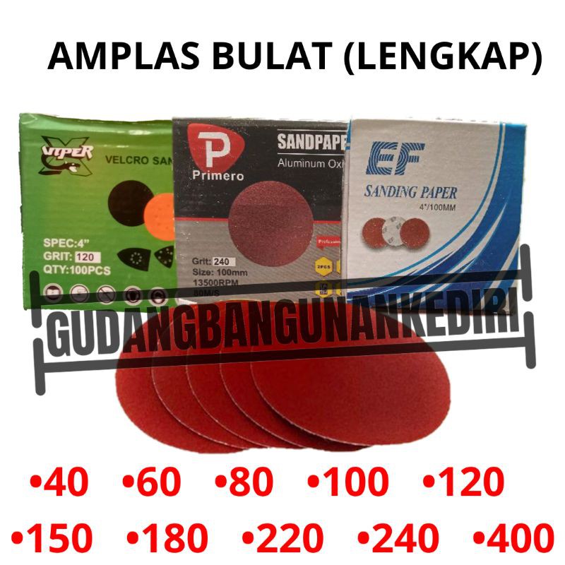 Jual amplas bulat 4" kertas gosok bulat 4" amplas gerinda 4" sanding ...