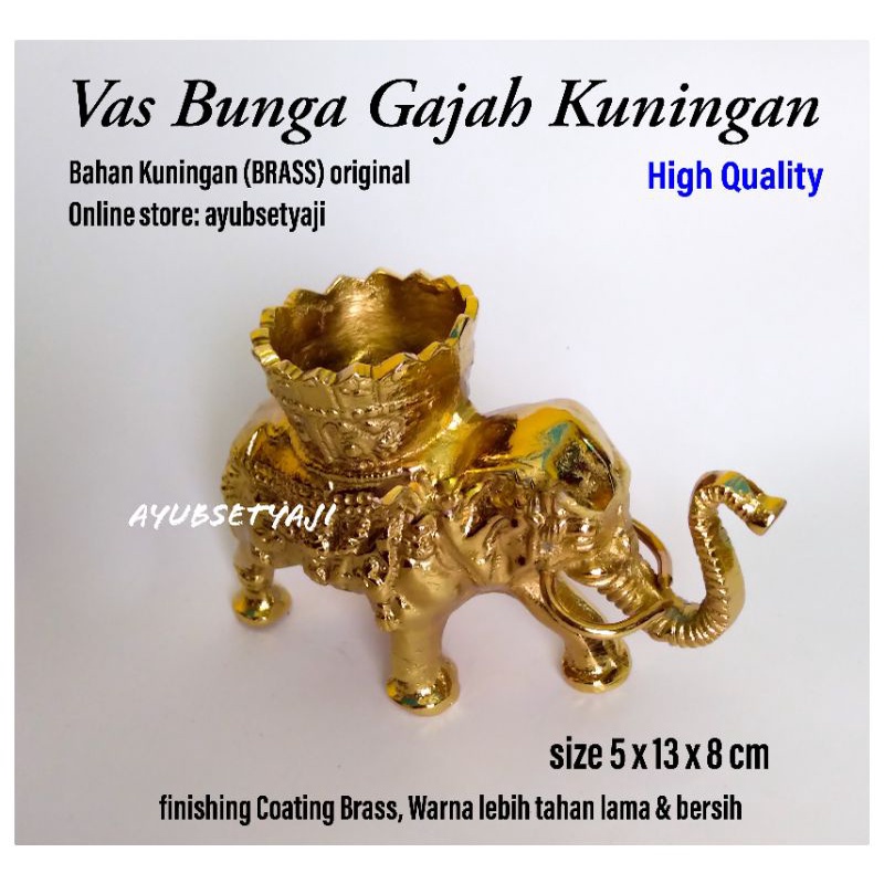 Jual Hiasan Vas Bunga Patung Gajah Kuningan fas bunga souvenir Gajah ...