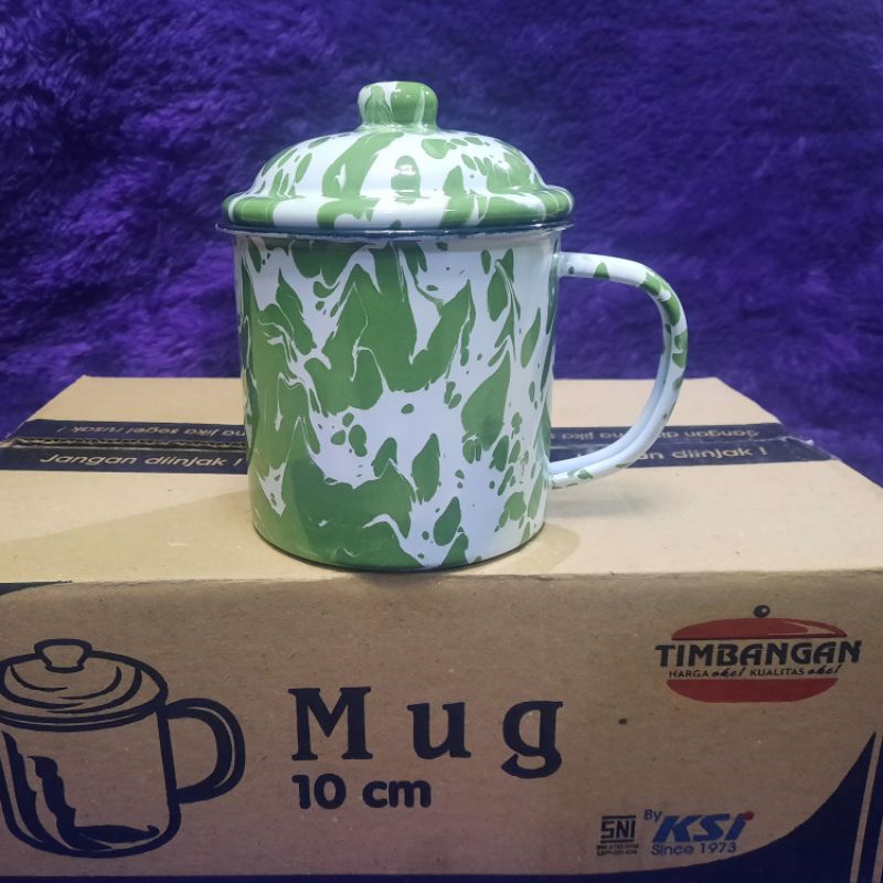 Jual Gelas Mug Cangkir 10cm merk Timbangan Enamel Seng Kaleng Blirik ...