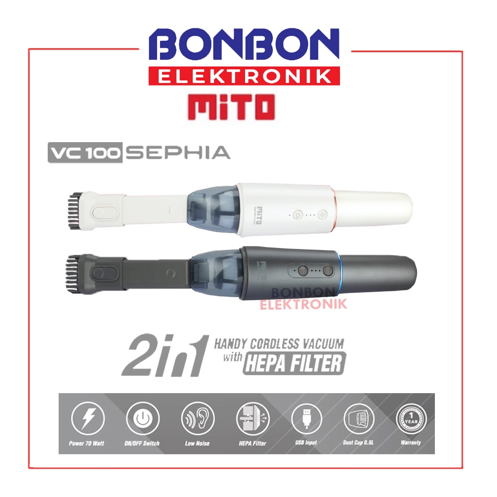 Jual Mito Vacuum Cleaner VC 100 Sephia 2 In 1 Cordless Hepa Filter ...