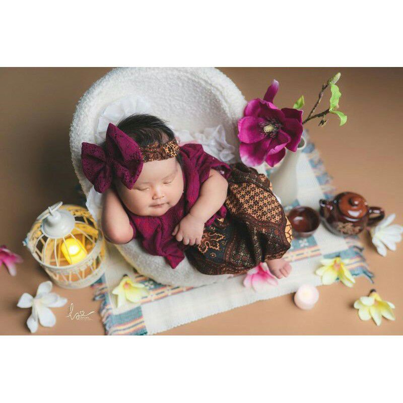 Jual kebaya kutubaru modern anak cewek setelan brukat dan rok batik ...