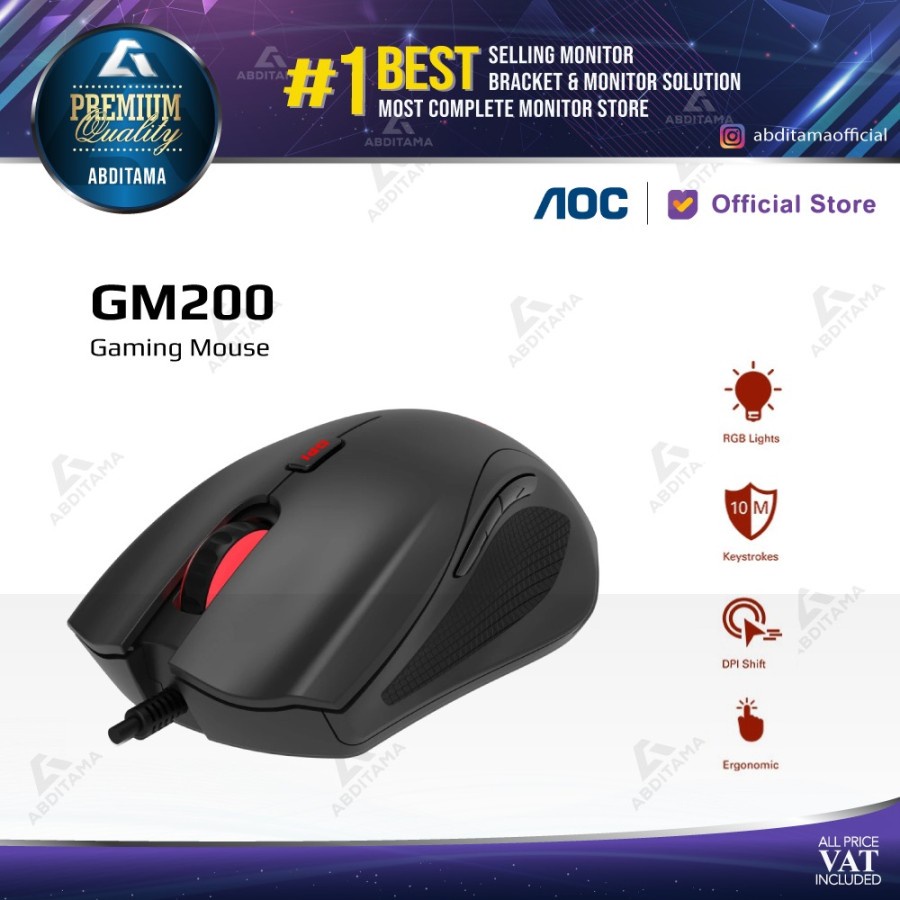 Jual Mouse AOC GM200 GM 200 Optical Gaming RGB Lighting Keystrokes 4200 CPI | Shopee Indonesia
