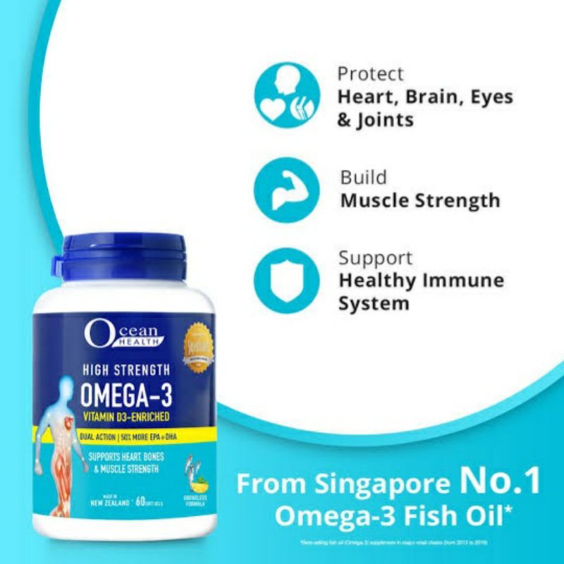 Jual Ocean Health High Strength Omega 3 Vitamin D3 Enriched 60 Softgel ...