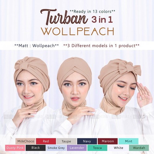 Jual TURBAN WOLLPEACH 3 in 1 Hijab Jilbab Kerudung Model Turban Wanita ...
