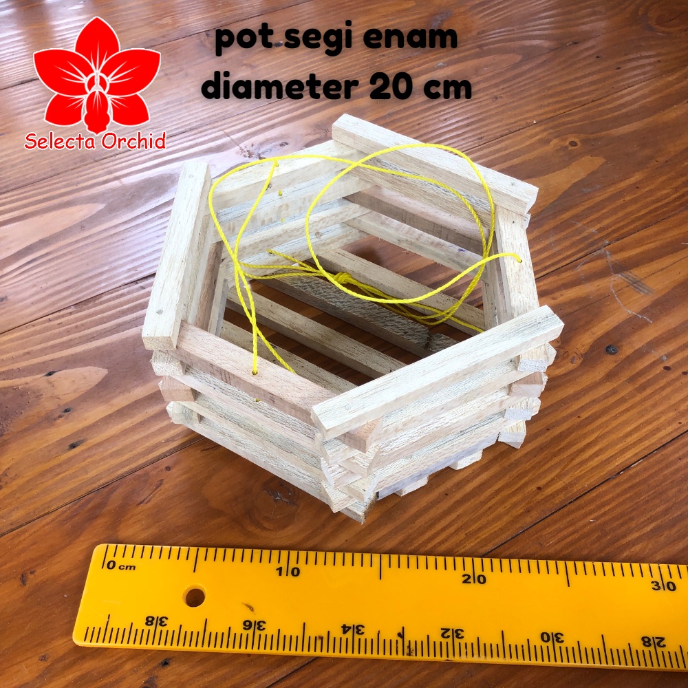 Jual pot anggrek kayu segi enam bahan kayu open | Shopee Indonesia