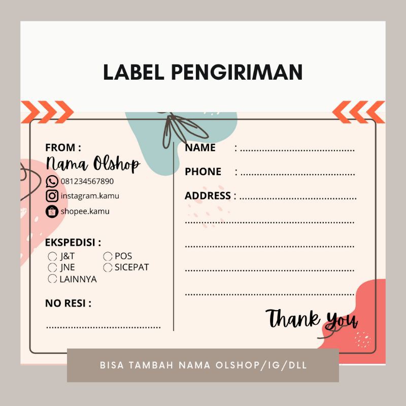 Jual (40pcs) Label Pengiriman Olshop | Stiker Alamat | Shopee Indonesia