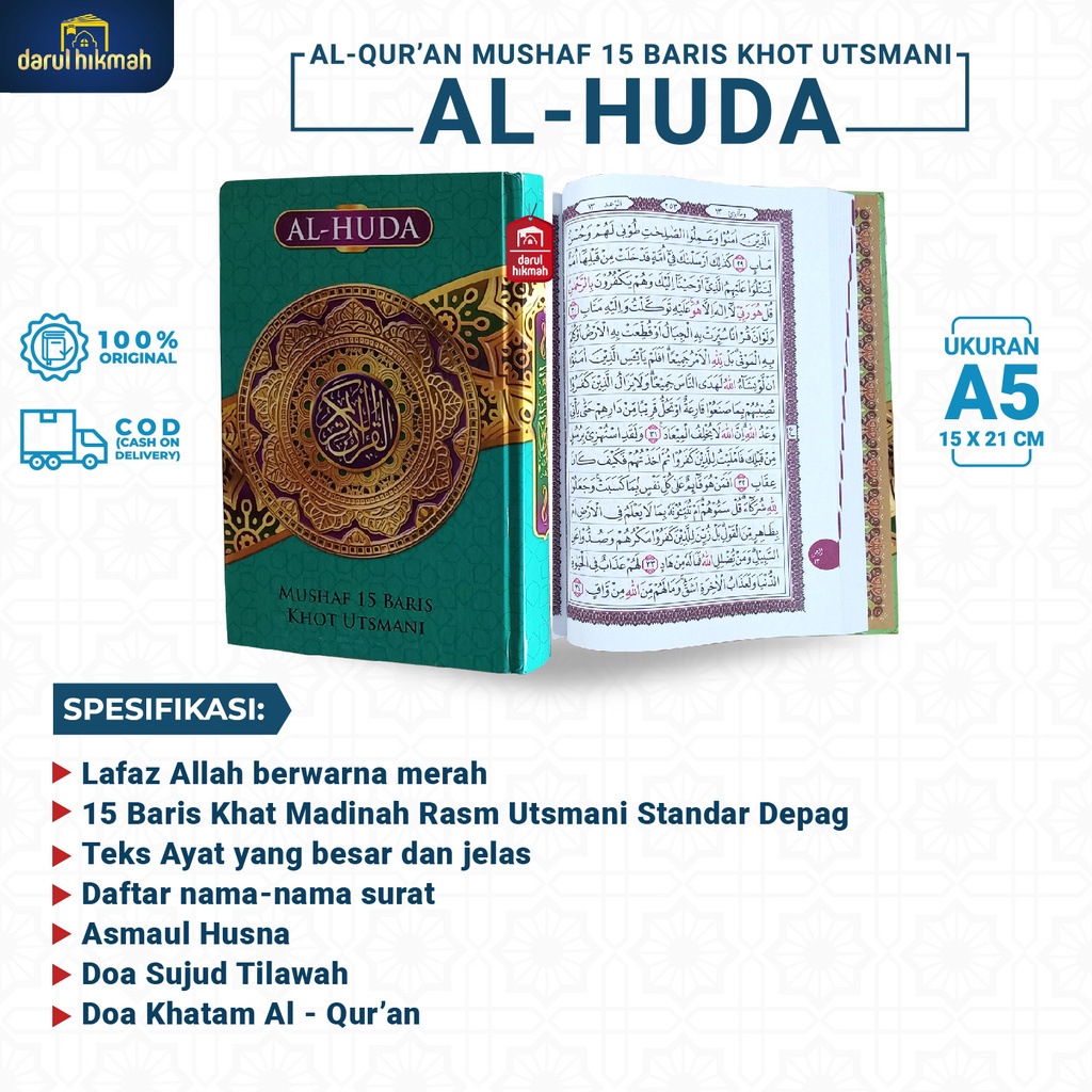 Jual AL QURAN AL HUDA A5 MUSHAF 15 BARIS KHOT UTSMANI | Shopee Indonesia