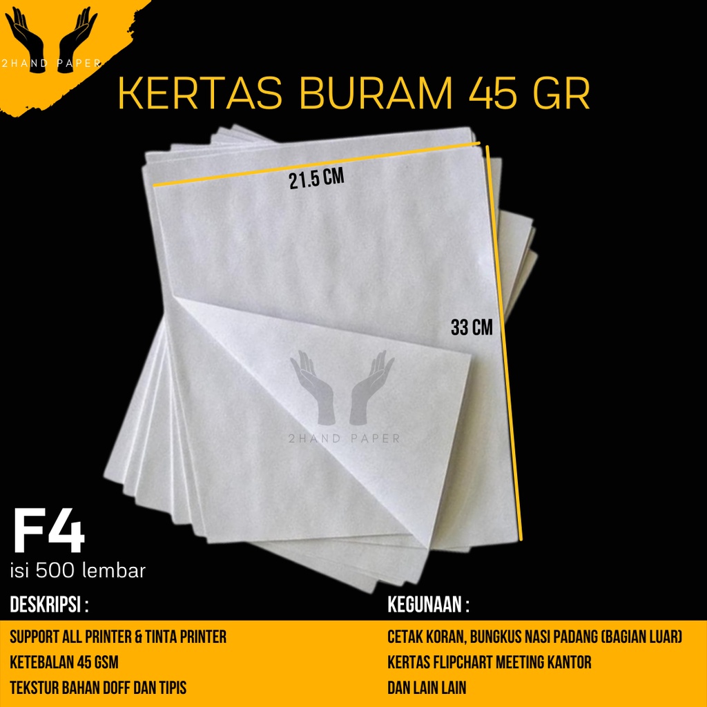 Jual Kertas Buram F4 1 Rim isi 500 lembar / Kertas Buram F4 | Shopee ...