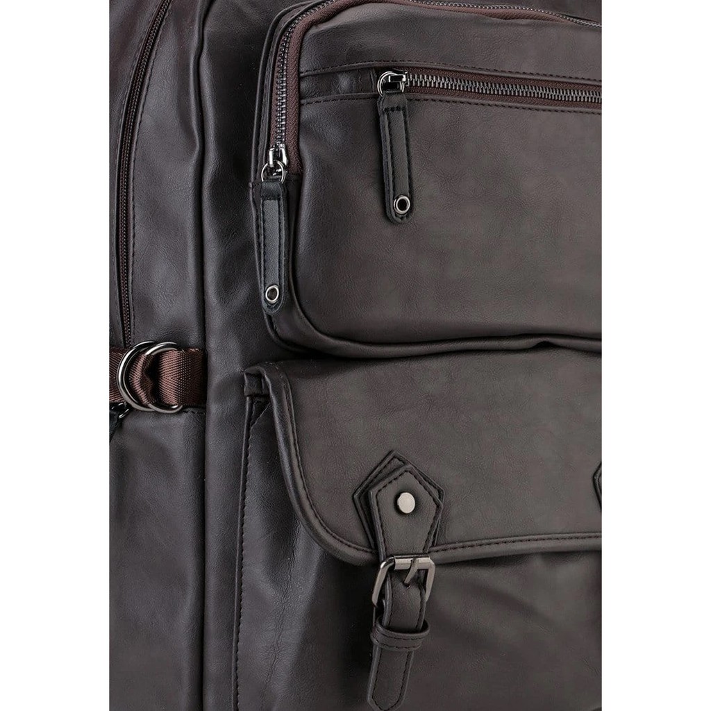 Jual Urban State - Pu Buckled Zipper Backpack - Brown | Shopee Indonesia