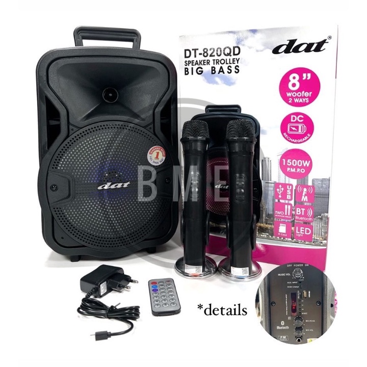 Jual Speaker Portable Wireless Dat DT 820 QD Original 8 inch Bluetooth ...