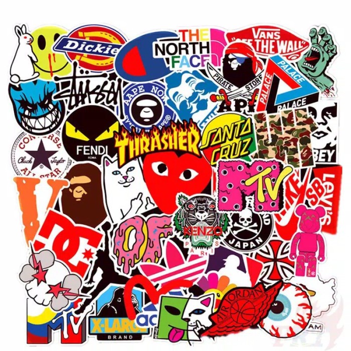 Jual LPS 50 PCS STIKER BRAND LOGO GRAFFITY VINYL DECAL WATERPROOF ST025 ...