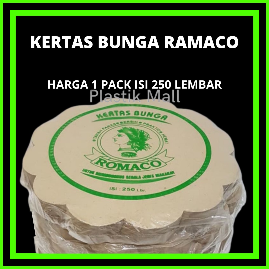 Jual KERTAS NASI BUNGA BULAT ROMACO HIJAU DIAMETER 27 CM @250LEMBAR / Kertas Nasi Coklat Bunga ...
