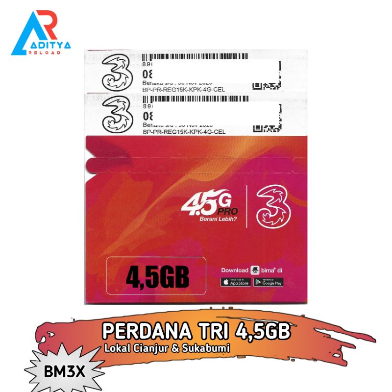 Jual Kartu Perdana Tri 4,5GB Lokal Cianjur - Sukabumi | Shopee Indonesia