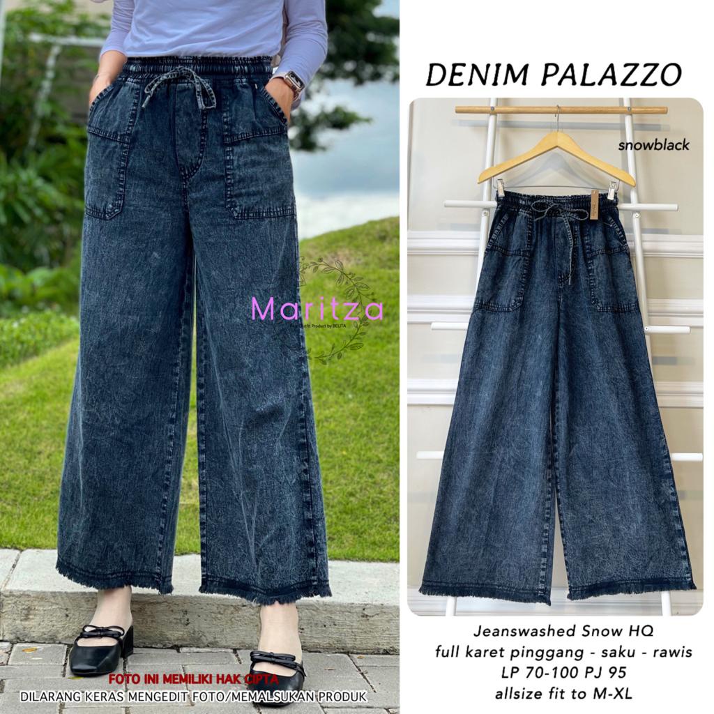 Jual Celana Kulot Jeans Wanita Pallazo Denim Premium Bawahan Jeans ...