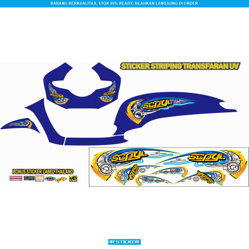 Jual STRIPING COSTUM HONDA SCOPY TRANSFARAN UV MOTHAI THAILOOK STICKER ...