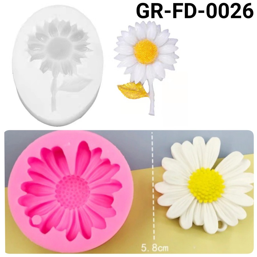 Jual GR-FD-0026 Cetakan silikon coklat fondant gumpaste bunga matahari ...