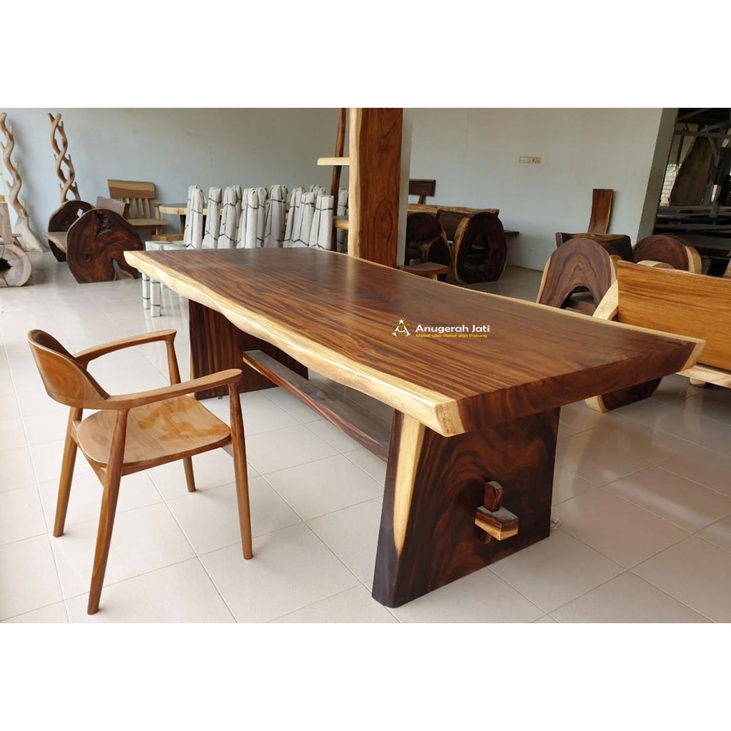 Jual Meja makan solid minimalis kayu suar atau trembesi | Shopee Indonesia