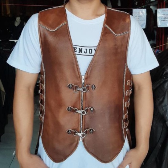 Jual Rompi kulit asli rompi biker kulit rompi tahan angin rompi pria ...