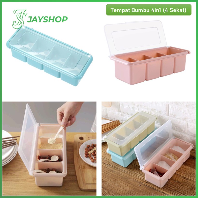 Jual Rak Kotak Bumbu Dapur 4 Sekat Rak Bumbu 4in1 Wadah Bumbu Gula ...