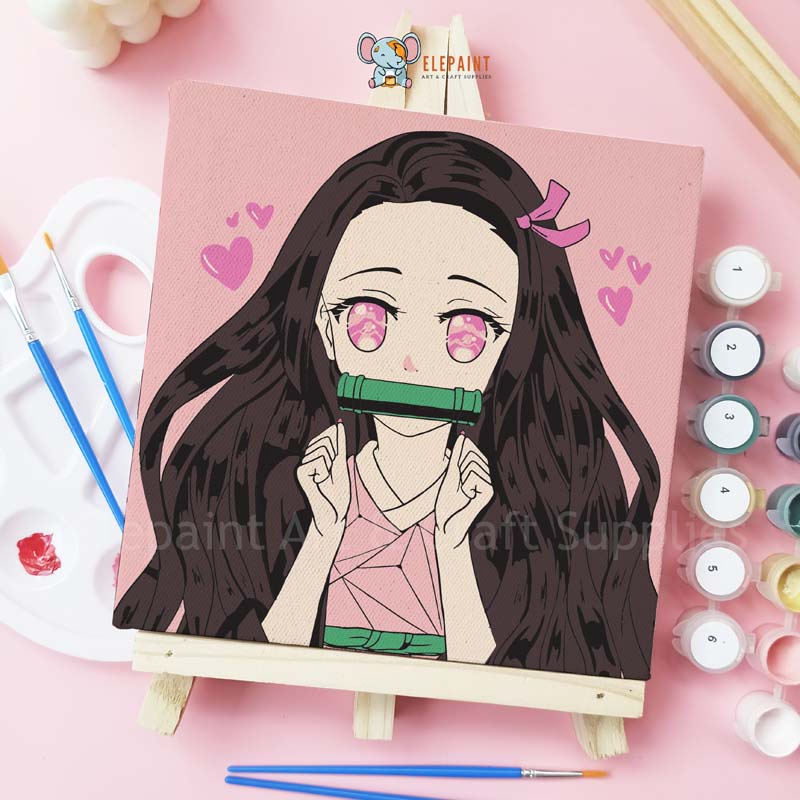 Jual Paint By Number 20x20cm Anime Nezuko DIY Painting Kit Demon Slayer ...