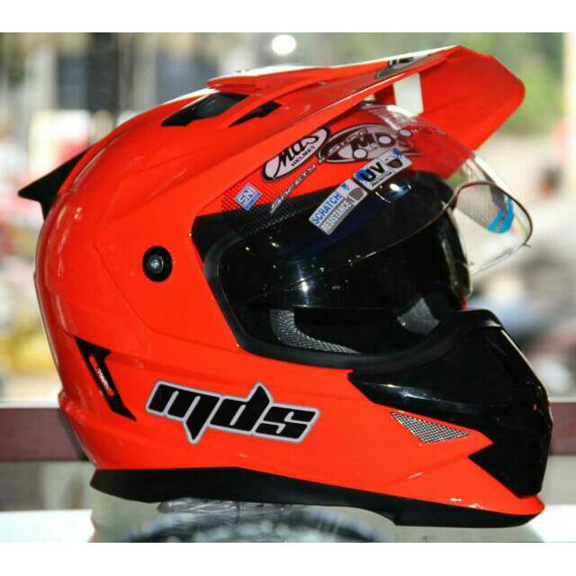 Jual HELM MDS SUPER PRO SOLID RED FLUO MDS SUPERPRO HELM MDS SUPERMOTO ...