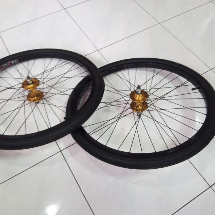 Jual 2 set Roda Sepeda 24 depan belakang ban luar Dalam hub bearing ...