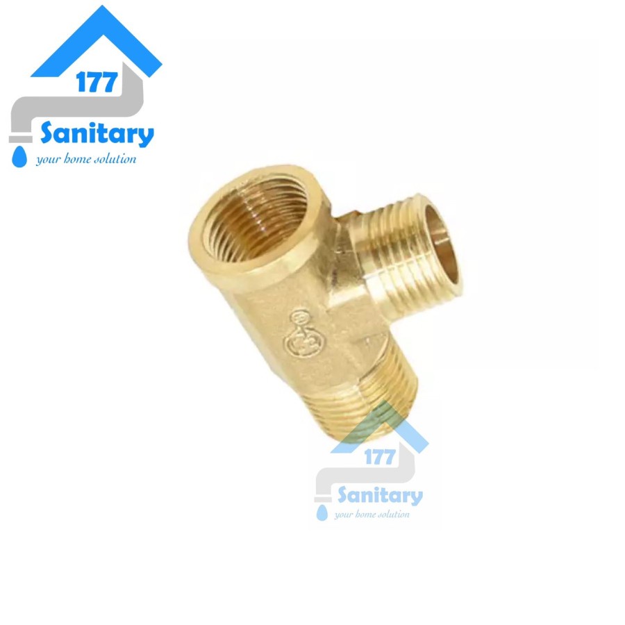 Jual Tee shower Kuningan 1/2 inch TK12 tebal-Naple drat sambungan pipa ...