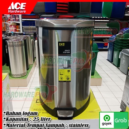 Jual Tempat Sampah 25 Ltr Stainless Tong Sampah Pedal Bin Dust Bin Trash Bin Semicircle Eko ...