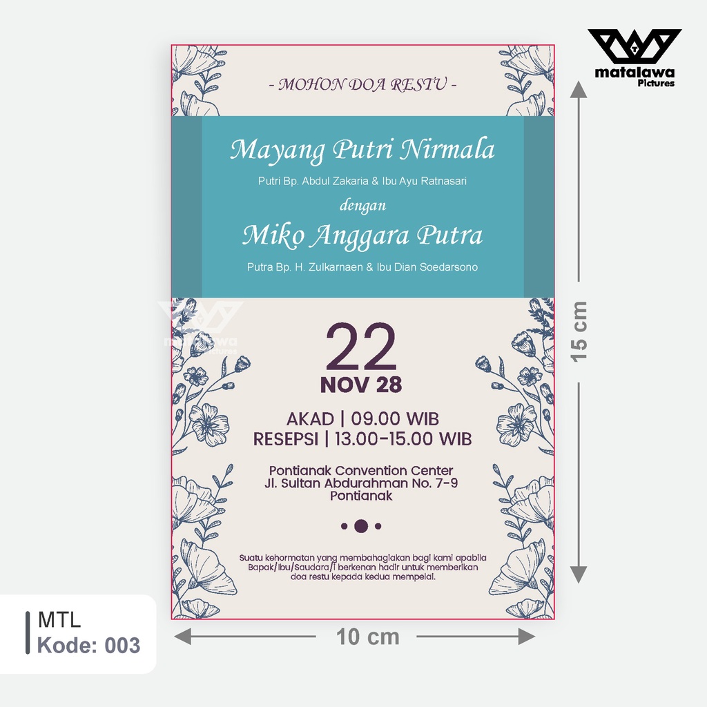 Jual Cetak Undangan Mini Pernikahan Khitan Desain Vintage, Rustic ...