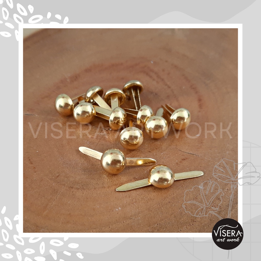 Jual Gold, Vintage Gold, Silver Small Round Decorative Spike Brad 24pcs ...