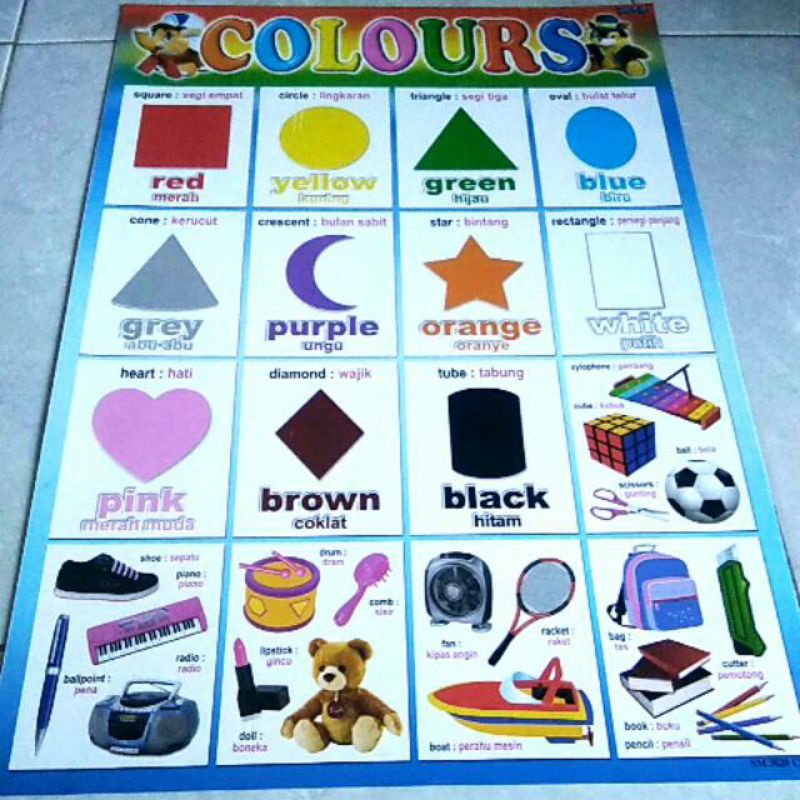 Jual Poster Anak Edukasi Aneka Macam Warna dan Bentuk Mengenal Wana ...
