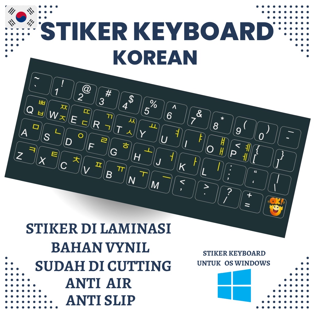 Jual Stiker Huruf Alfabet Korea Anti Air Untuk Keyboard Laptop ...