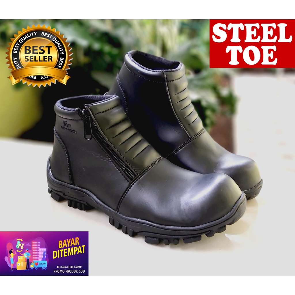 Jual Sepatu Boots Safety Tactical Pria Ujung Besi Zipper Style Sepatu ...