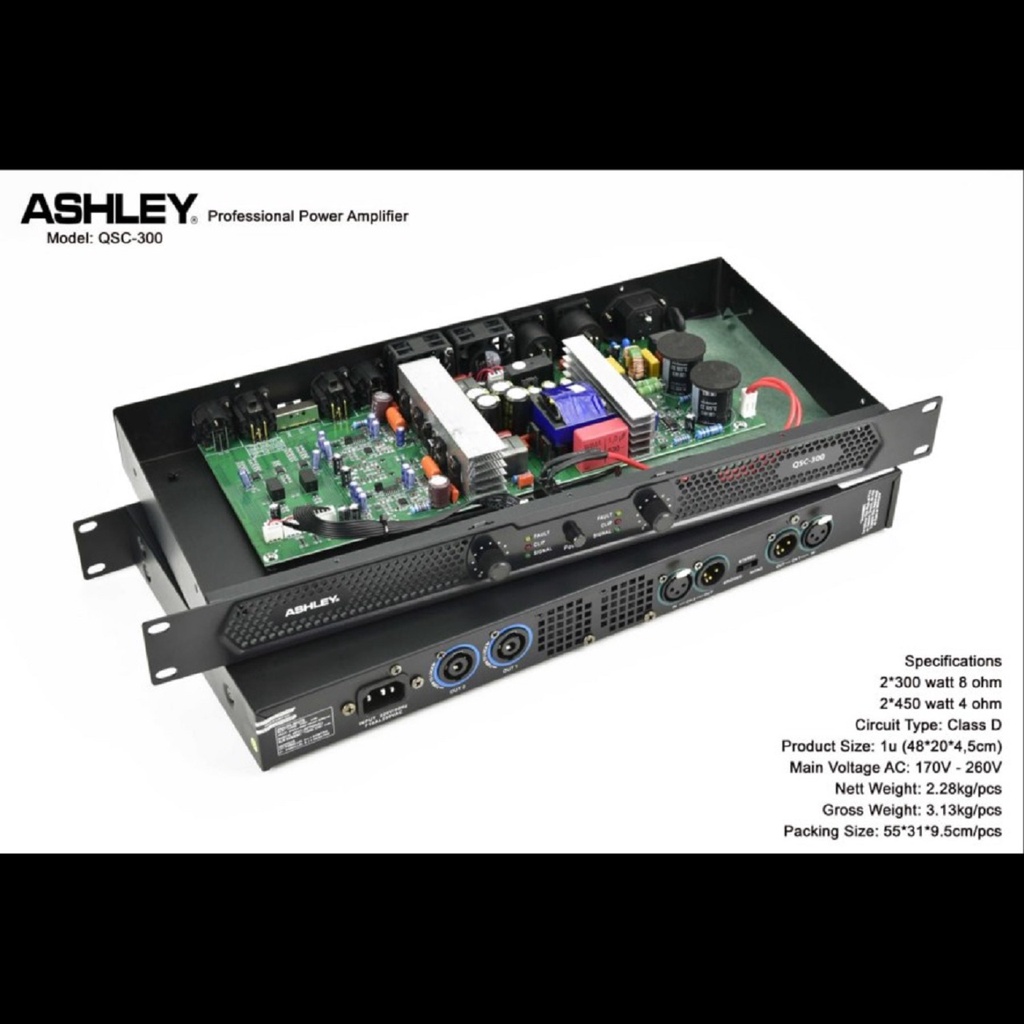 Jual Power amplifier Ashley QSC-300 QSC 300 QSC300 original class D ...