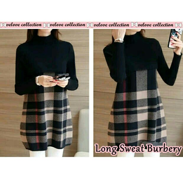 Jual model baju mini dress terkini dan murah 01 long sweat burbery Navy ...
