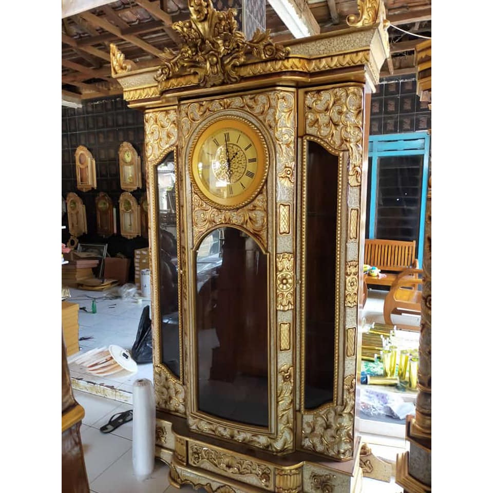 Jual Lemari Jam Hiass Kayu Jati Ukir Jepara Jumbo/Mewah | Shopee Indonesia