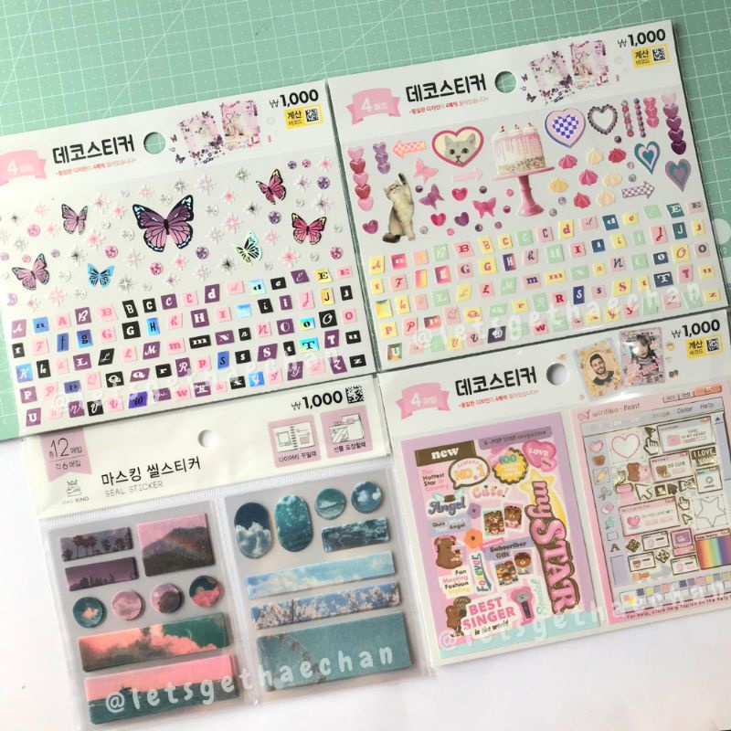 Jual [DAISO KOREA] Ready Stock Sticker Butterfly Cat Cake Scenery Bear ...